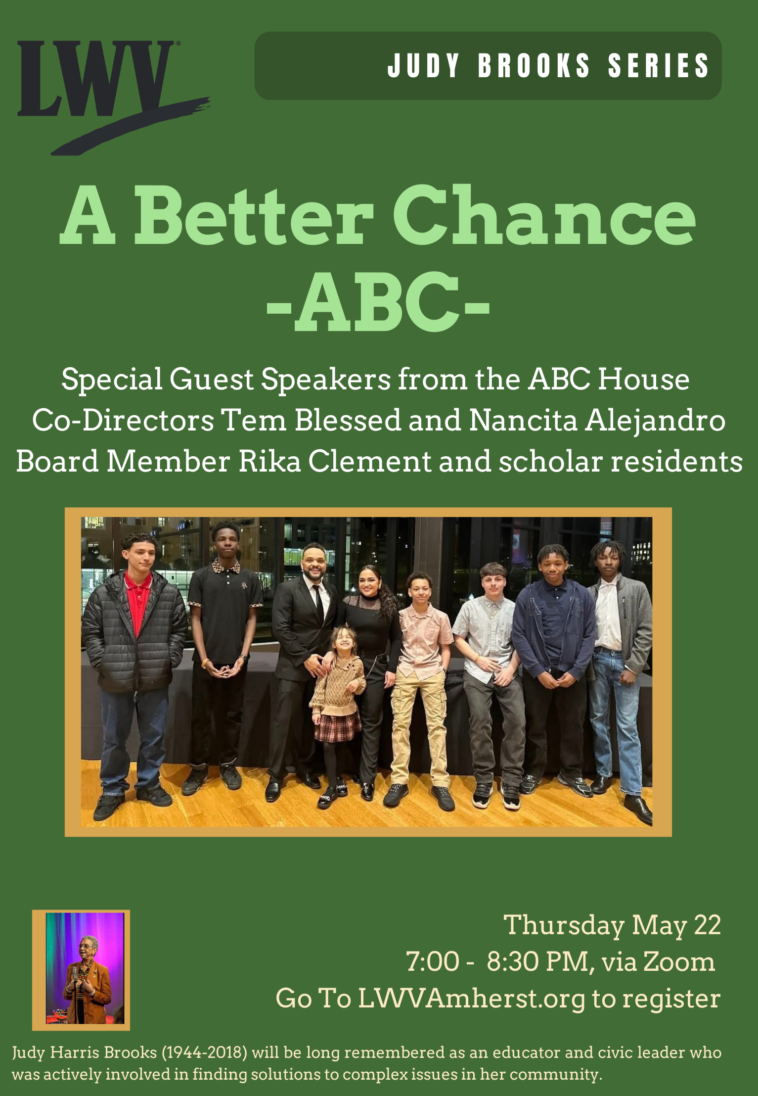 League of Women Voters / Judy Brooks Series - Amherst A Better Chance